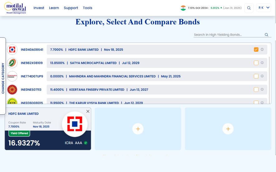 Invest in Bonds - Start Bonds Investment Online | Motilal Oswal