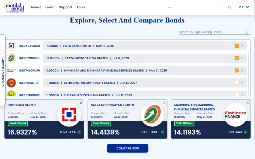 Invest in Bonds - Start Bonds Investment Online | Motilal Oswal